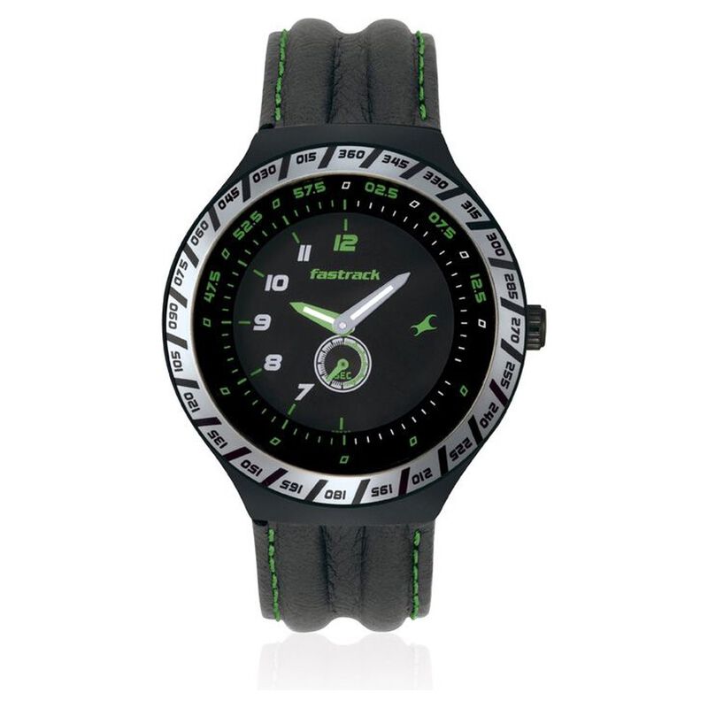 Buy Online Fastrack Quartz Analog Black Dial Leather Strap Watch for ...