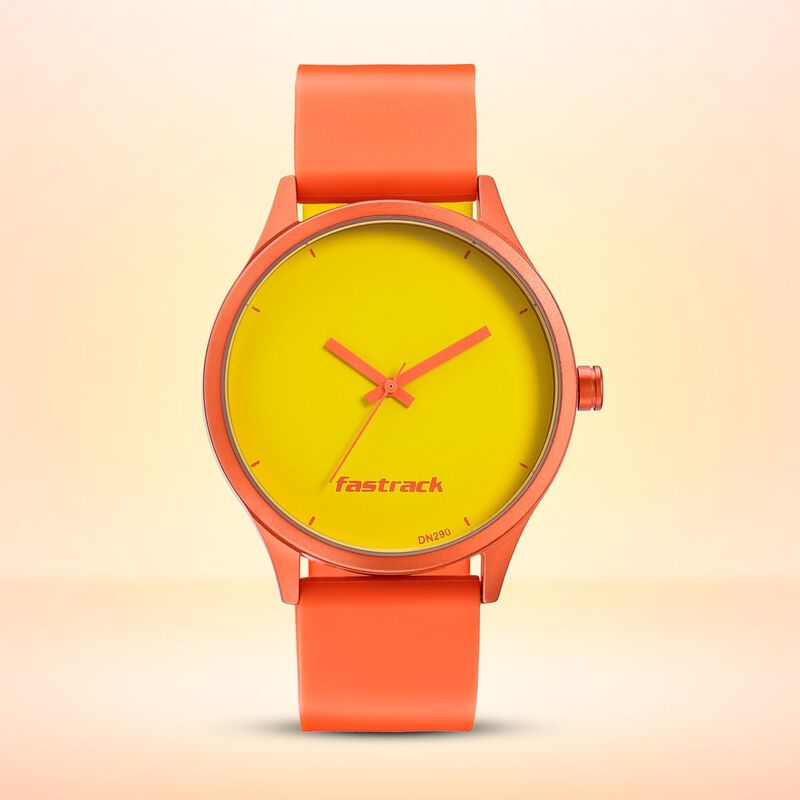 Fastrack Topicals Quartz Analog Yellow Dial Silicone Strap Unisex Watch