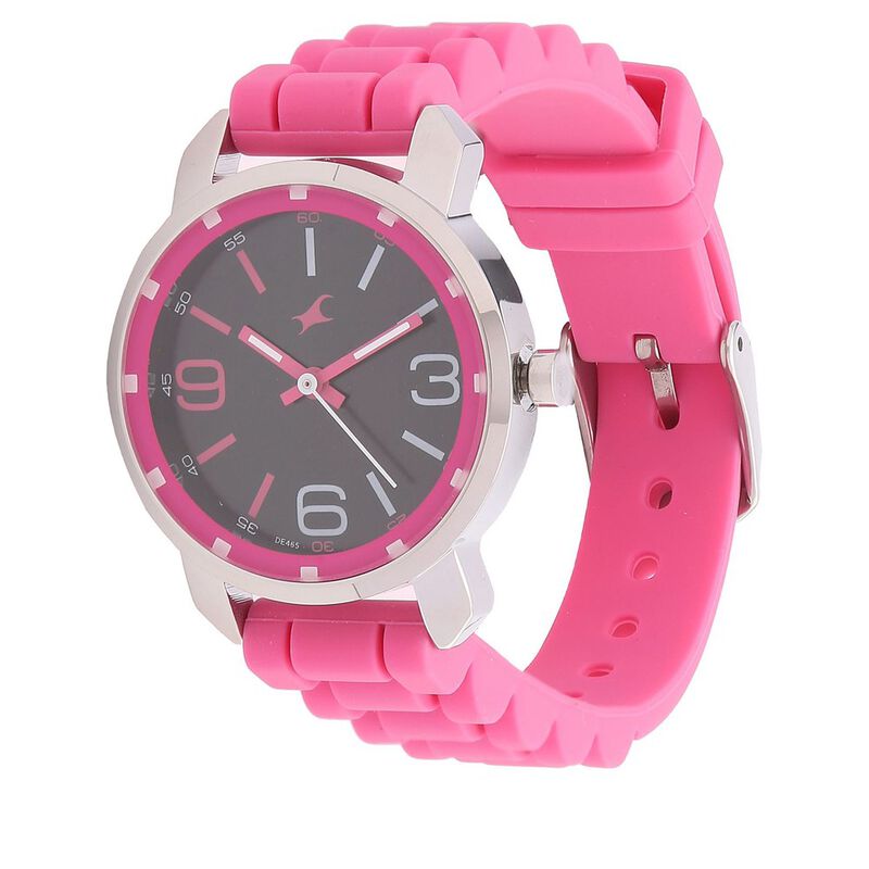 Fastrack Quartz Analog Black Dial Silicone Strap Watch for Girls