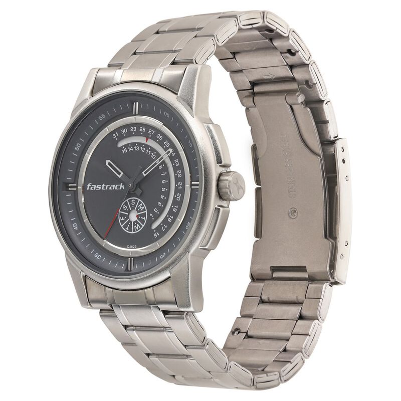 Fastrack Go Skate Quartz Analog with Day and Date Grey Dial Stainless ...