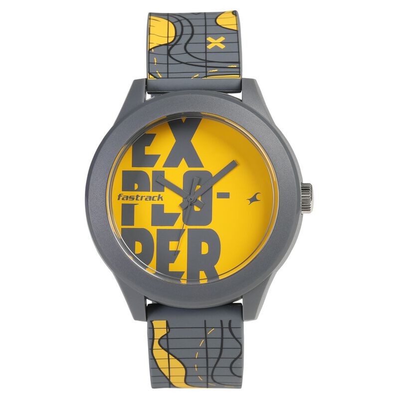 Buy Online Fastrack Quartz Analog Yellow Dial Silicone Strap Watch for ...