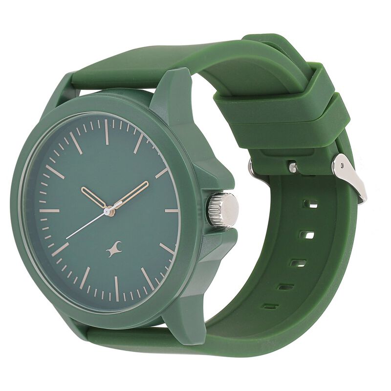 Fastrack The Minimalists Quartz Analog Green Dial Silicone Strap Unisex ...