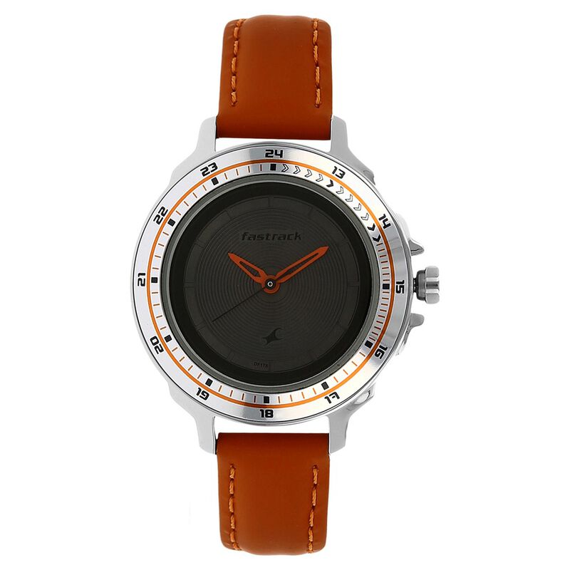 Buy Online Fastrack Quartz Analog Grey Dial Leather Strap Watch for ...