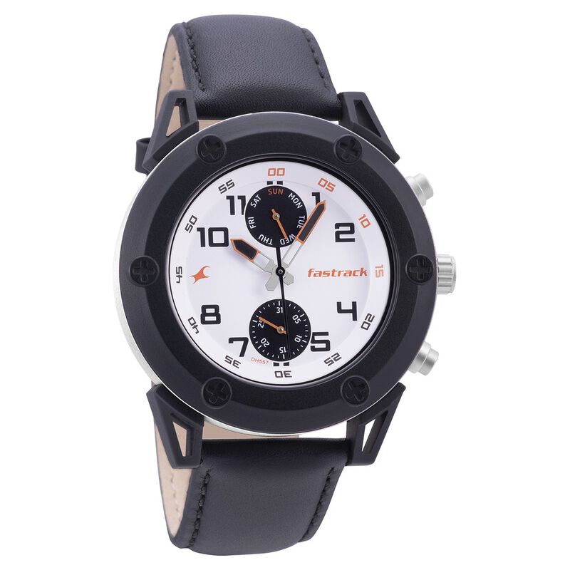 Buy Online Fastrack Modular Quartz Analog White Dial Leather Strap ...