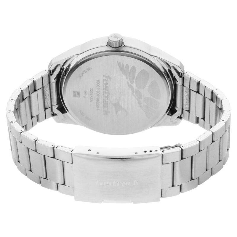 Fastrack Space Rover Quartz Analog Grey Dial Metal Strap Watch for Guys