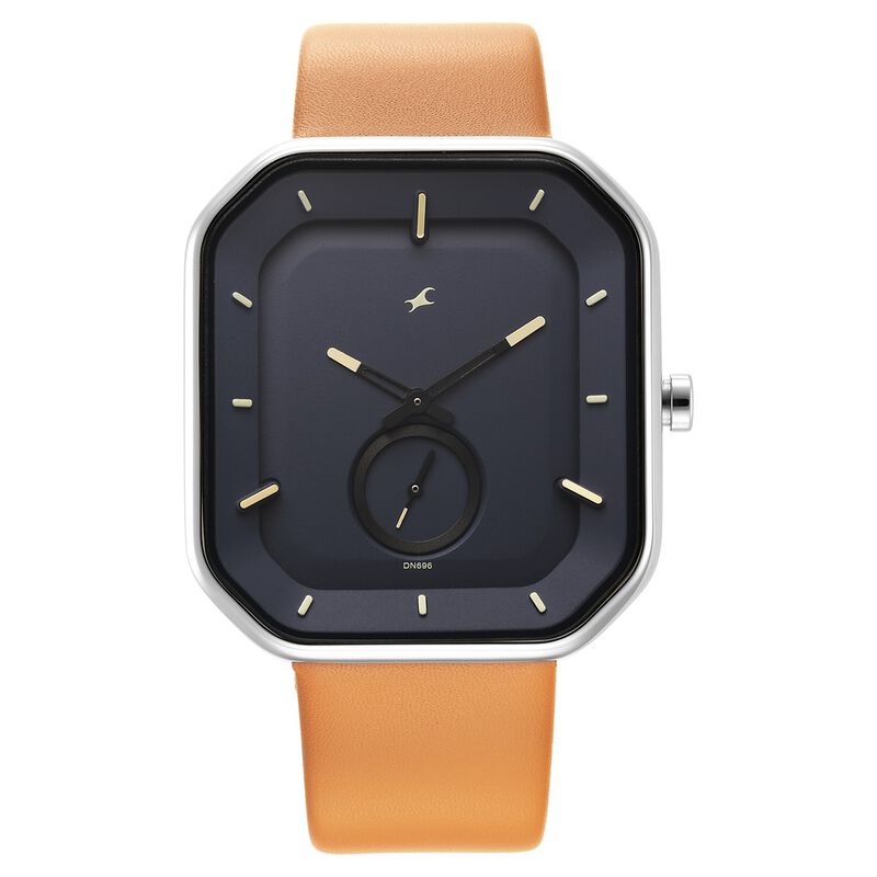 Fastrack After Dark Blue Dial Leather Strap Watch for Guys