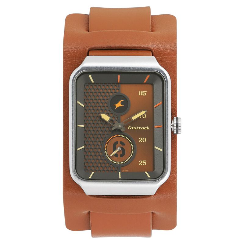 Buy Online Fastrack Loopholes Quartz Analog Beige Dial Leather Strap ...