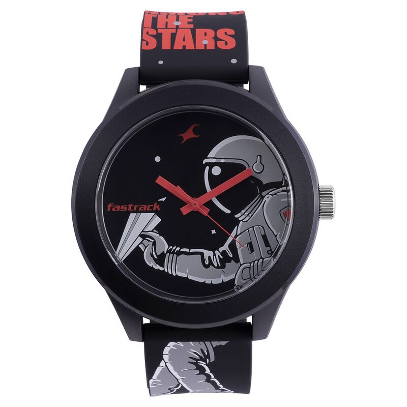 Fastrack Space Rover Quartz Analog Black Dial Silicone Strap Unisex Watch