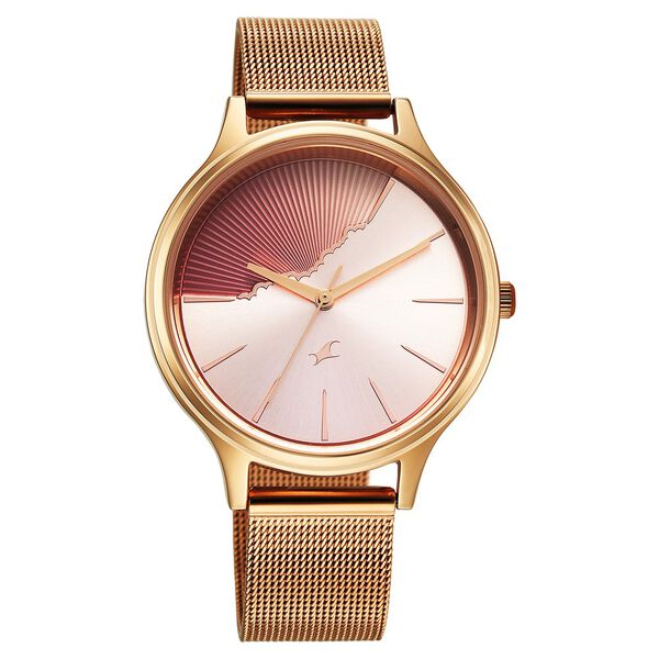 Buy Online Fastrack Style Up Quartz Analog Pink Dial Rose Gold Colour ...
