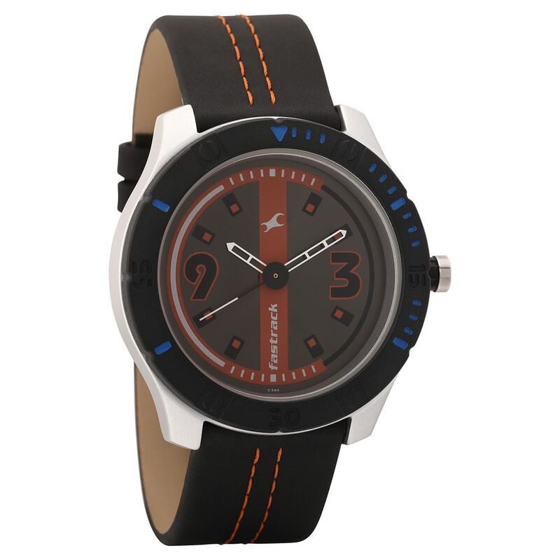 Buy Online Fastrack Quartz Analog Black Dial Leather Strap Watch for ...