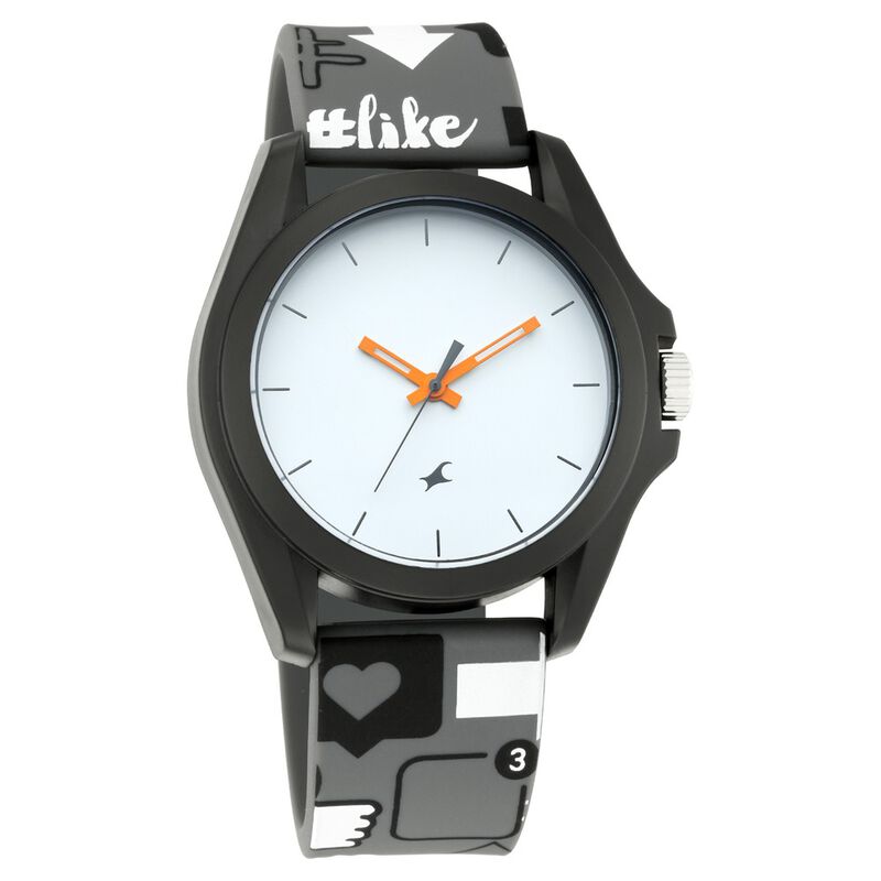 Buy Online Fastrack Hashtag Quartz Analog White Dial Silicone Strap ...
