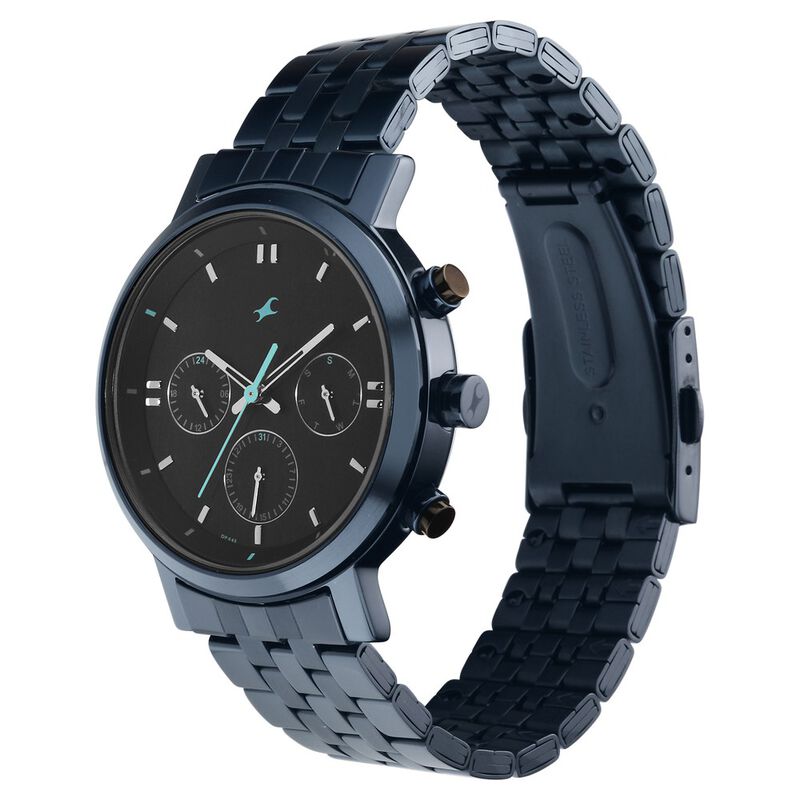 Fastrack Tick Tock Quartz Analog Black dial Metal Strap Watch for Guys