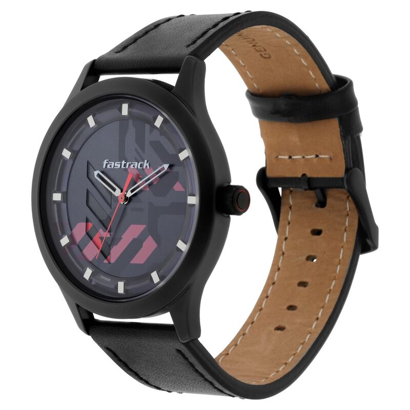 Fastrack Gamify Quartz Analog Grey Dial Leather Strap Watch for Guys