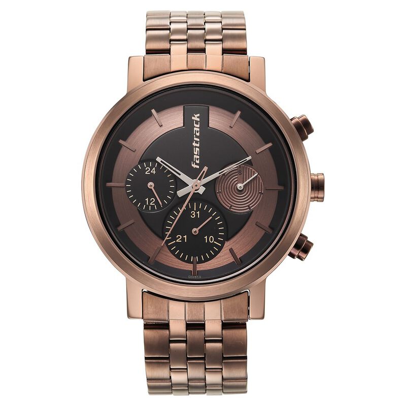 Fastrack Tick Tock Brown Dial Watch for Guys