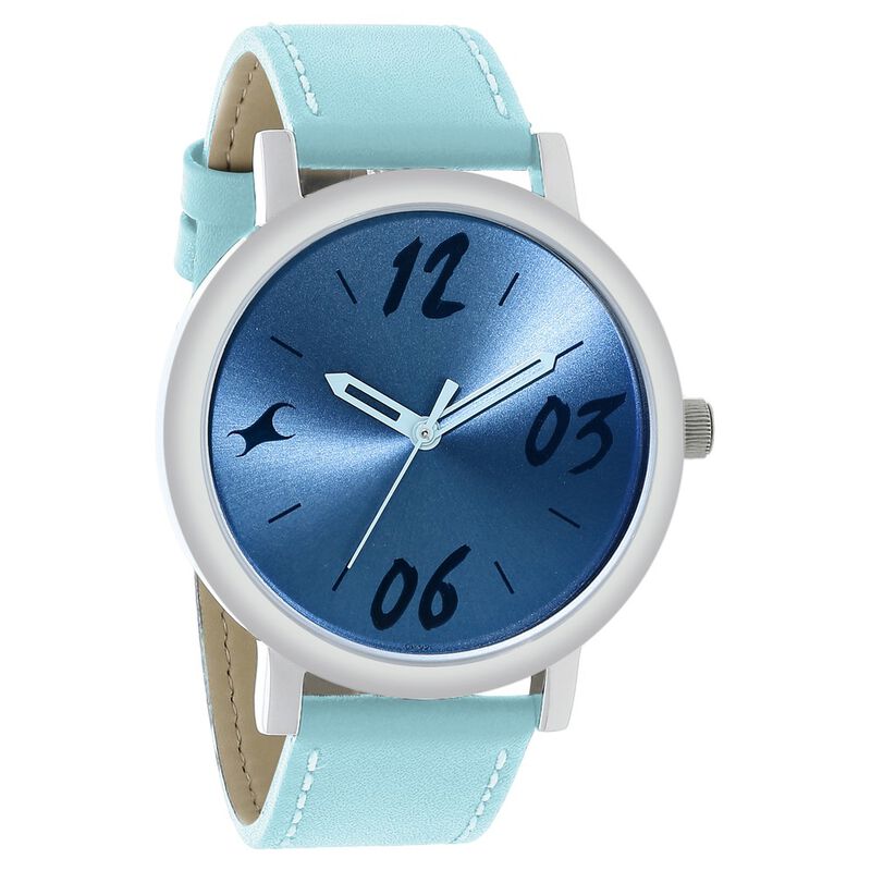Fastrack Tropical Waters Quartz Analog Blue Dial Leather Strap Watch ...