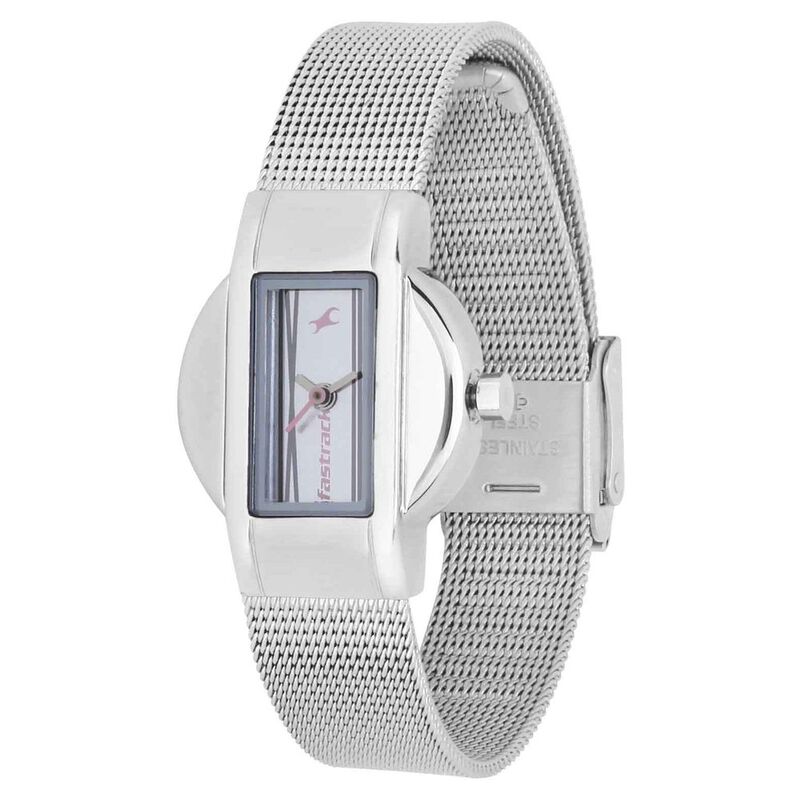 Fastrack Quartz Analog Silver Dial Stainless Steel Strap Watch for Girls
