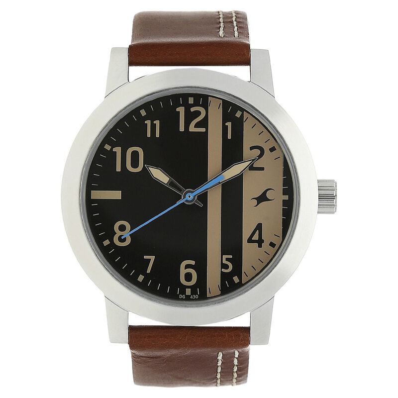 Buy Online Fastrack Bare Basics Quartz Analog Black Dial Leather Strap ...