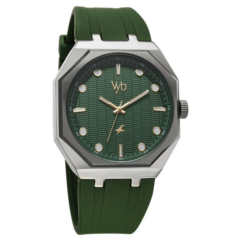 Buy Online Vyb Rebel By Fastrack Quartz Analog Green Dial Silicone ...
