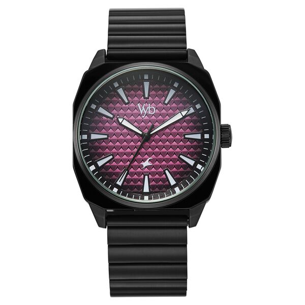 Buy Online Vyb Drift By Fastrack Quartz Analog Purple Dial Black ...