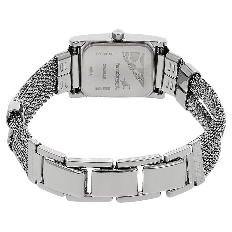 Fastrack Quartz Analog Silver Dial Stainless Steel Strap Watch for Girls