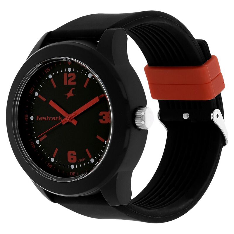 Fastrack Tees Quartz Analog Black Dial Polyurethane Strap Unisex Watch