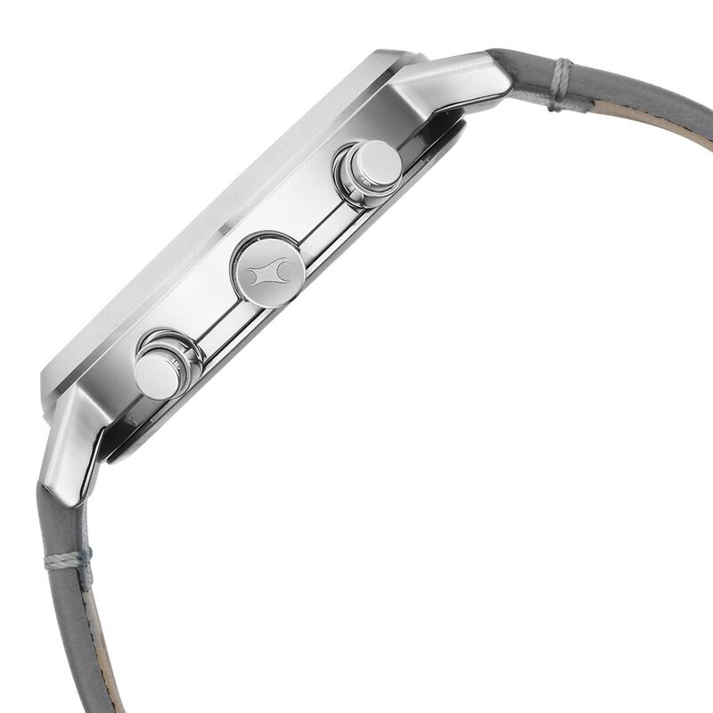 Fastrack Kronos Multifunction Grey Dial Leather Strap Watch for Guys
