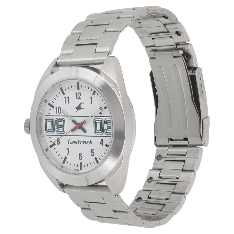Fastrack Varsity Quartz Analog White Dial Stainless Steel Strap Watch ...