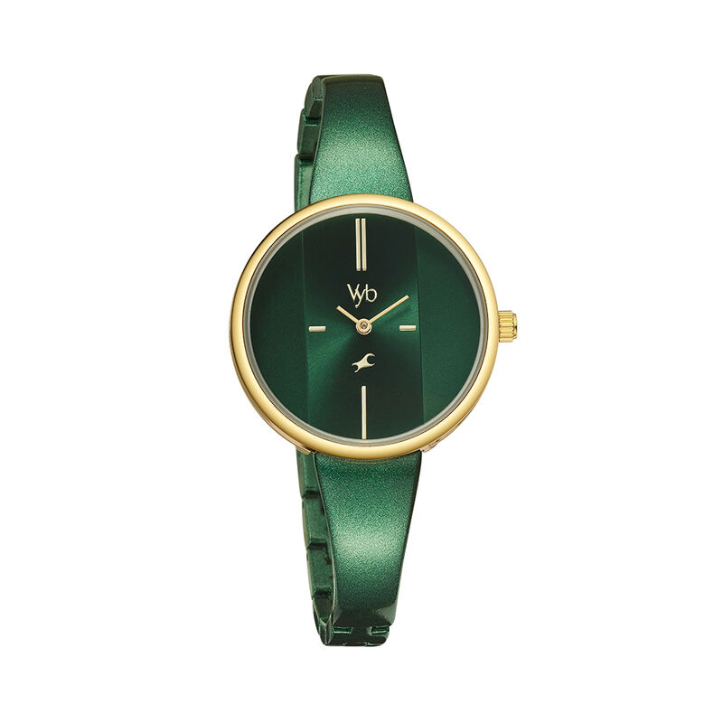 Fastrack Vyb Siren Quartz Analog Green Dial Metal Strap Watch for Girls