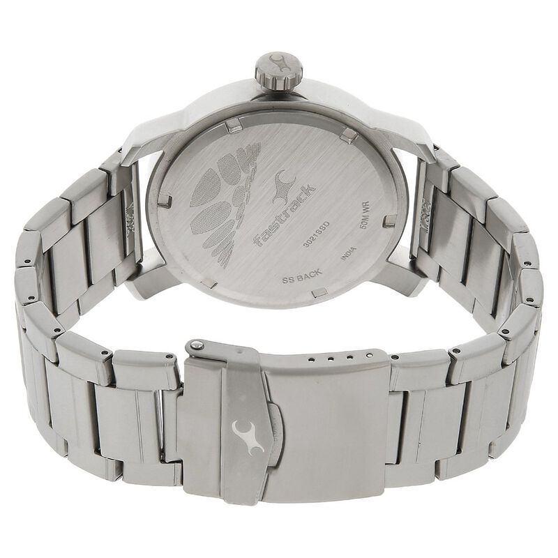 Fastrack Quartz Analog Black Dial Metal Strap Watch for Guys