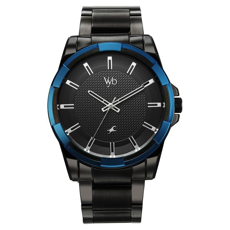 Buy Online Vyb Horizon By Fastrack Quartz Analog Black Dial Black Metal ...