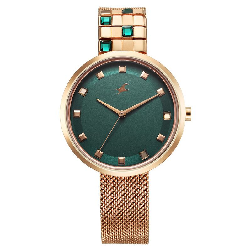 Buy Online Fastrack Fleek Quartz Analog Green Dial Stainless Steel ...