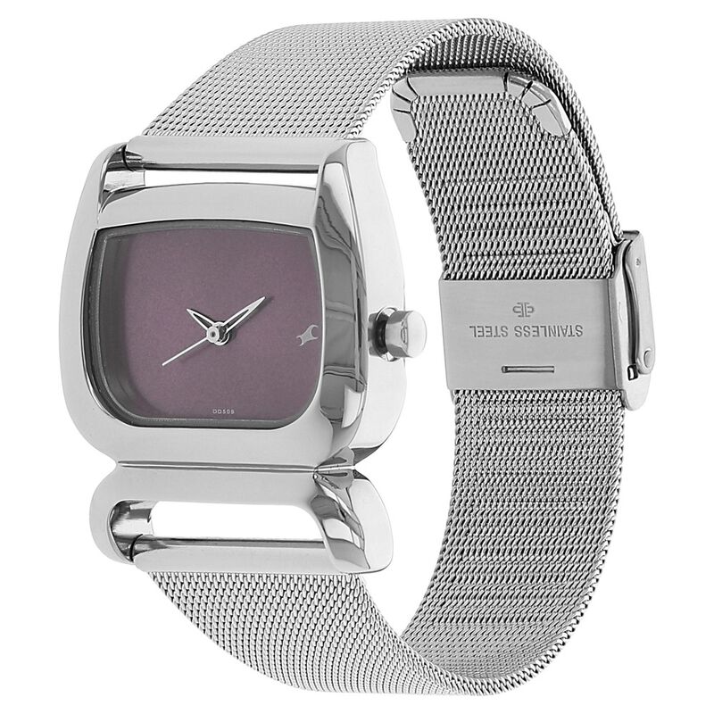 Fastrack Quartz Analog Purple Dial Metal Strap Watch for Girls