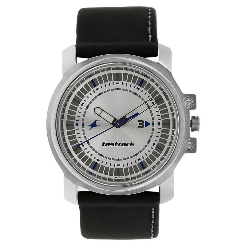 Buy Online Fastrack Quartz Analog Silver Dial Leather Strap Watch for ...
