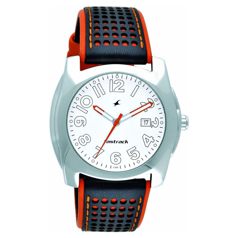 Buy Online Fastrack Quartz Analog White Dial Leather Strap Watch for ...