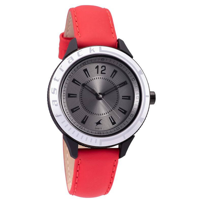 Buy Online Fastrack Modular Quartz Analog Anthracite Dial Leather Strap ...