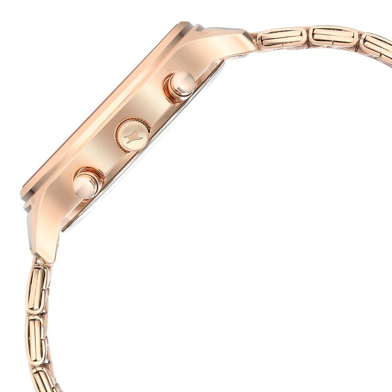 Fastrack Style Up Rose Gold Dial Stainless Steel Strap Watch for Girls