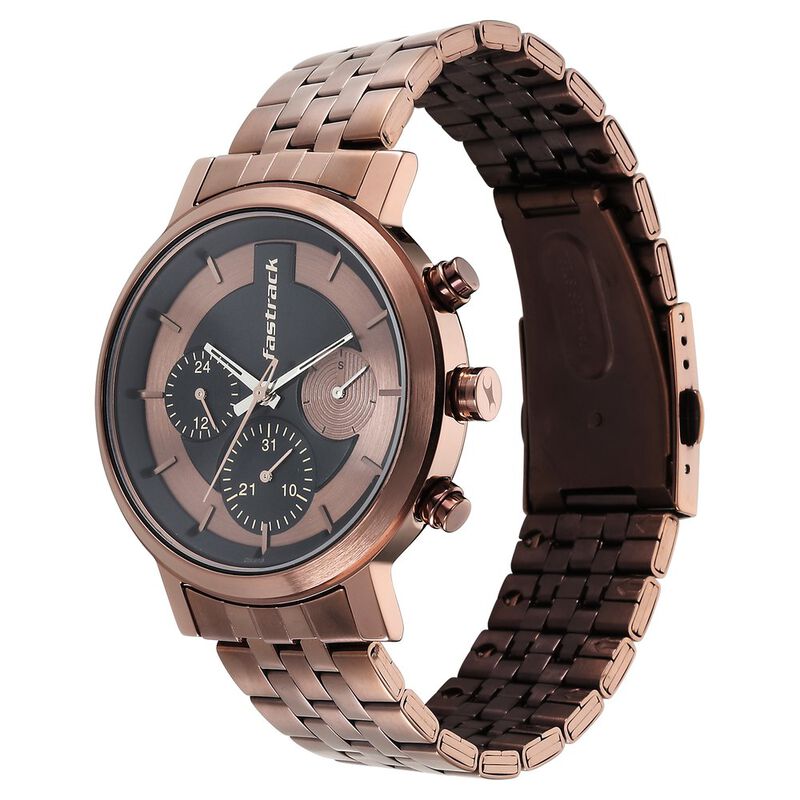 Fastrack Tick Tock Brown Dial Watch for Guys