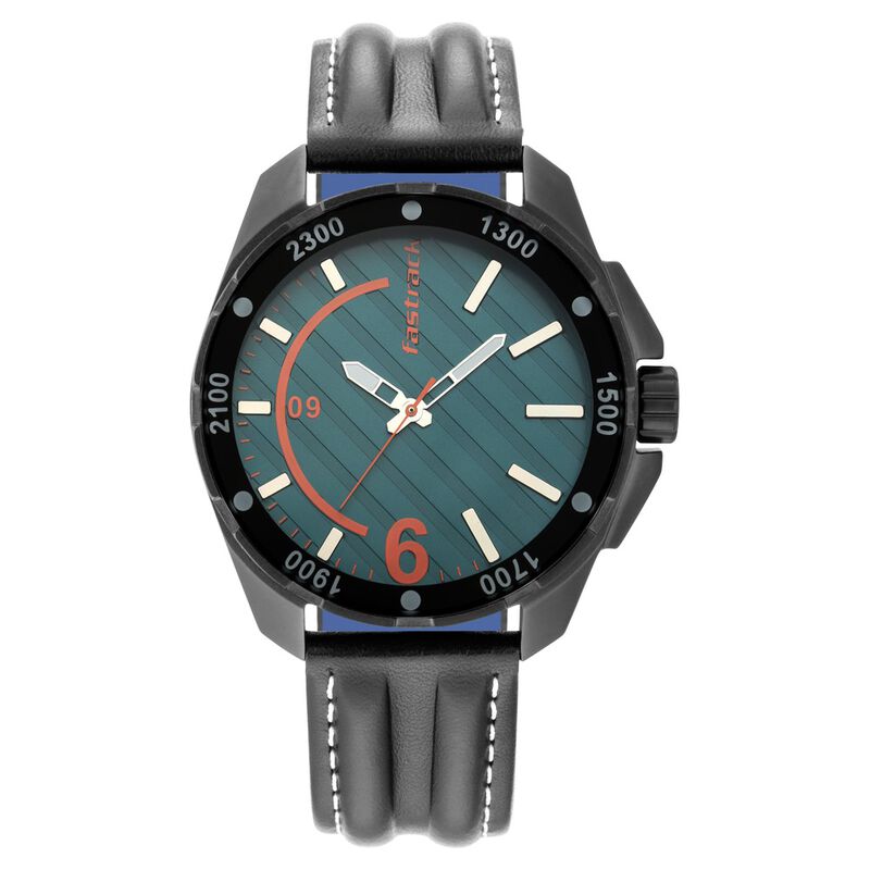 Fastrack Hitlist Quartz Analog Green Dial Leather Strap Watch for Guys