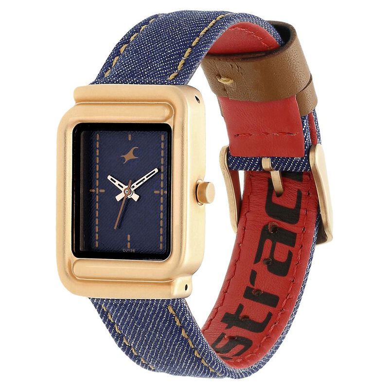Fastrack Denim Quartz Analog Black Dial Denim Strap Watch for Girls