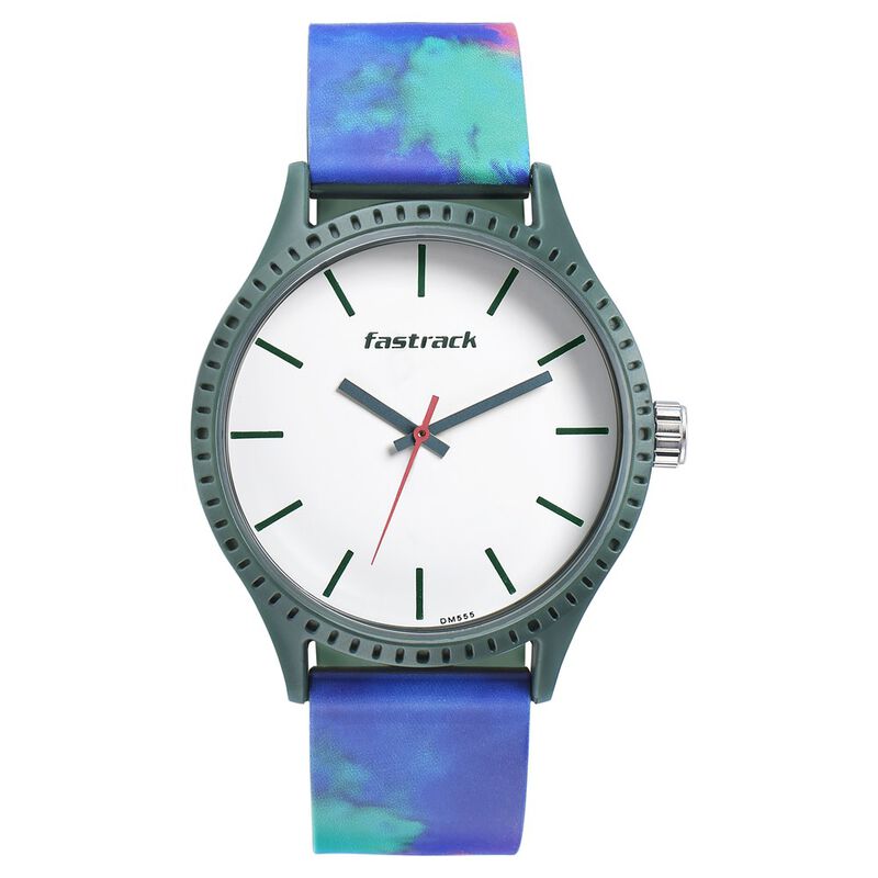 Fastrack Tie & Dye Quartz Analog White Dial Silicone Strap Watch for Guys