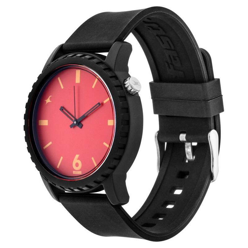 Fastrack Quartz Analog Red Dial Silicone Strap Watch for Unisex