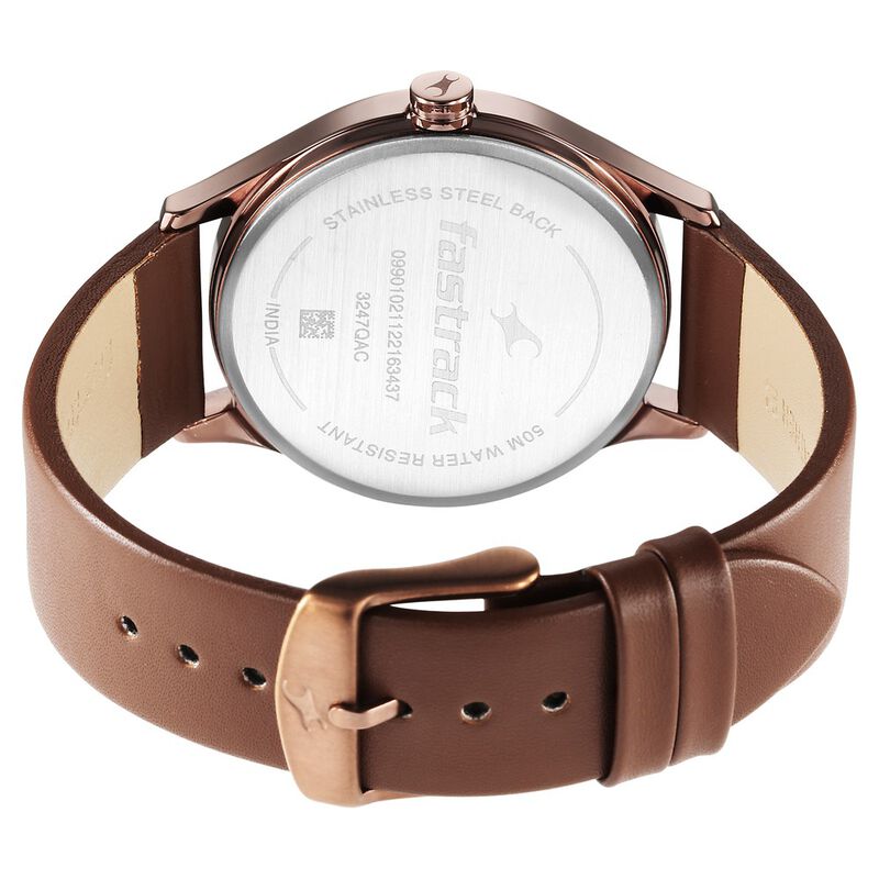 Fastrack Style Up Brown Dial Leather Strap Watch for Guys