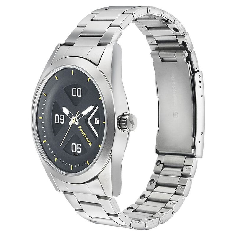 Fastrack Go Skate Quartz Analog with Date Black Dial Stainless Steel ...