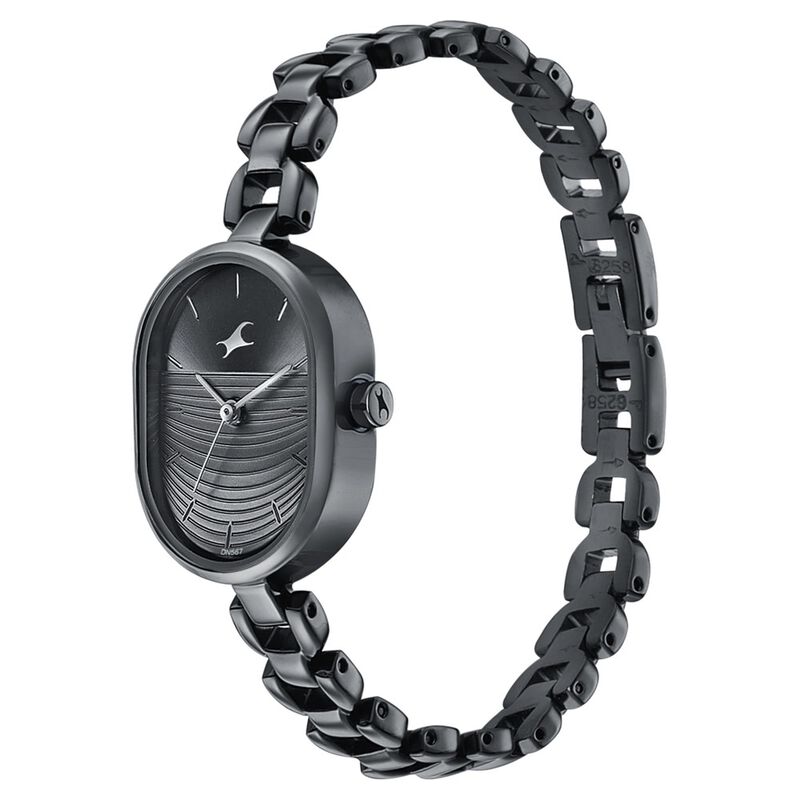 Fastrack Style Up Black Dial Metal Strap Watch for Girls