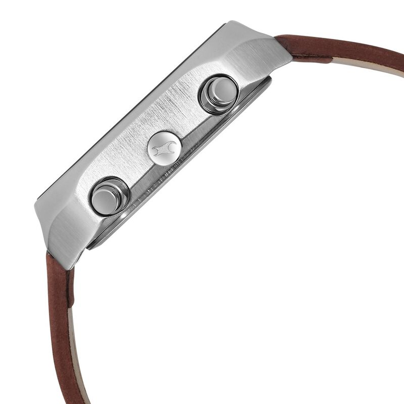 Fastrack After Dark Quartz Analog with Day and Date Brown Dial Leather ...