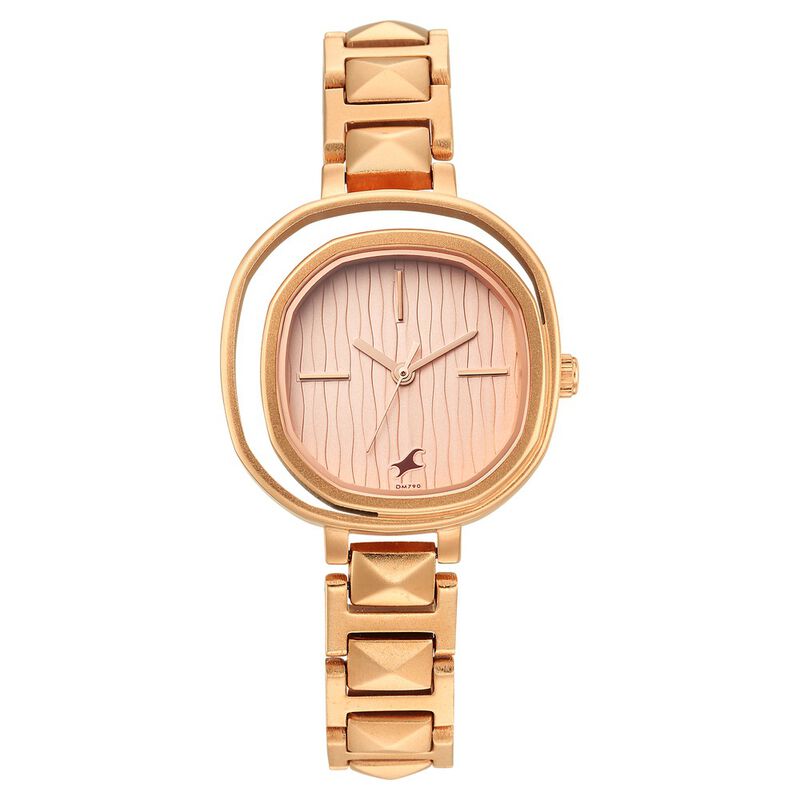 Fastrack Opulence Quartz Analog Rose Gold Dial Metal Strap Watch for Girls
