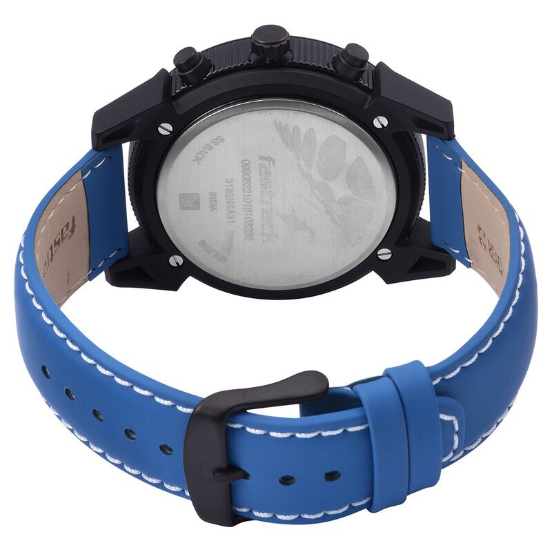 Fastrack Modular Quartz Analog Blue Dial Leather Strap Watch for Guys