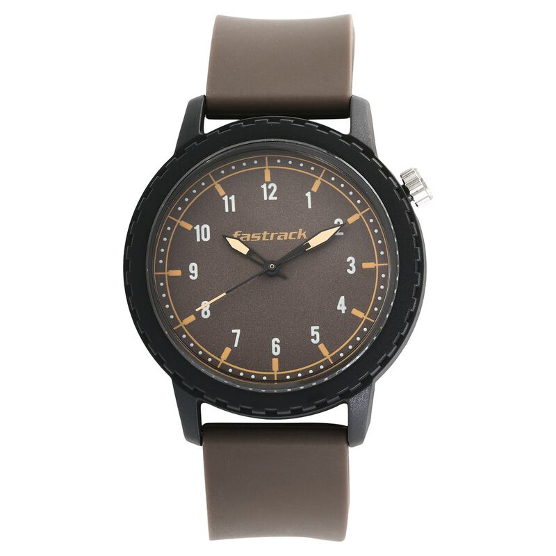 Buy Online Fastrack Tees Quartz Analog Brown Dial Plastic Strap Unisex ...