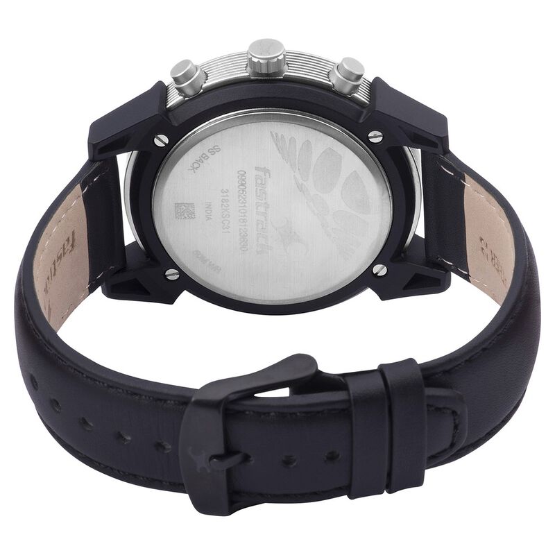 Fastrack Modular Quartz Analog White Dial Leather Strap Watch for Guys