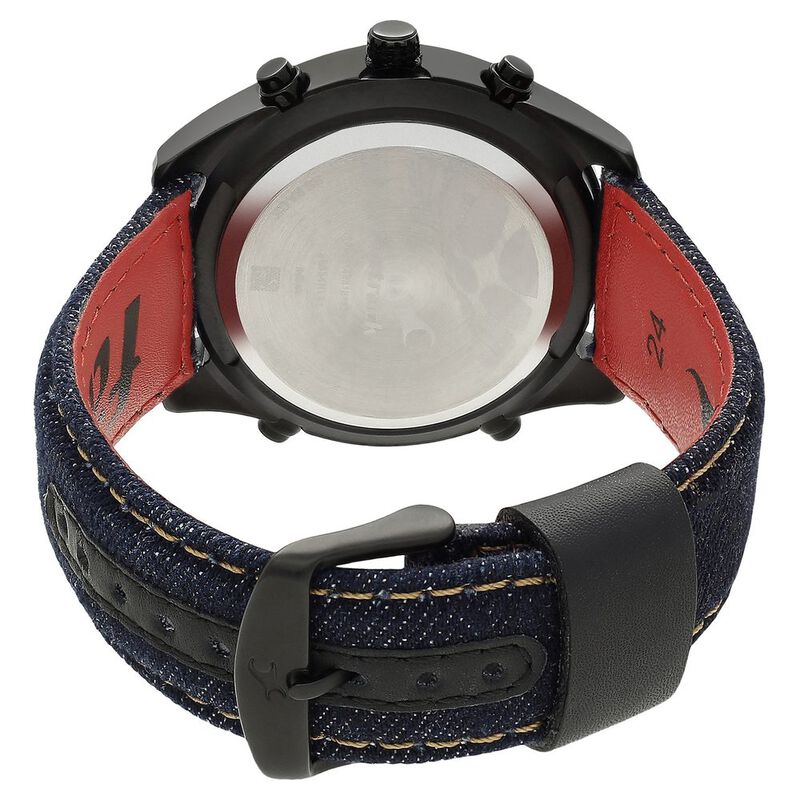 Fastrack Denim Quartz Analog Digital Black Dial Denim Strap Watch for Guys